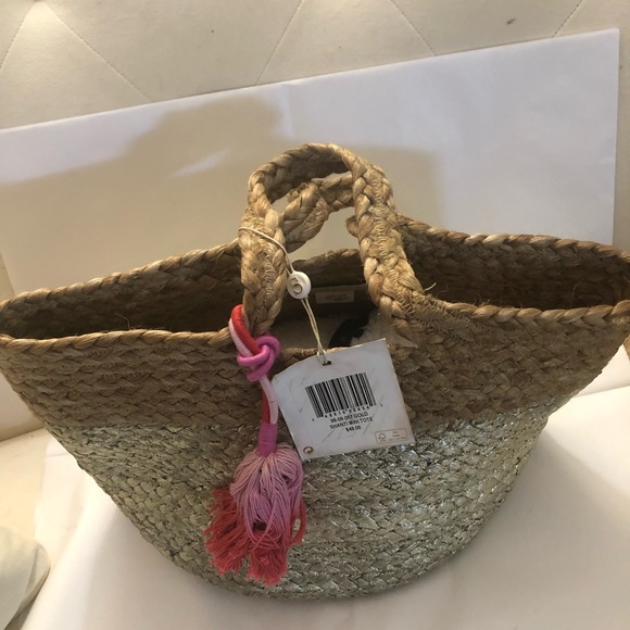 Bags | Basket Weave Gold Beach Bag Nwt | Poshmark